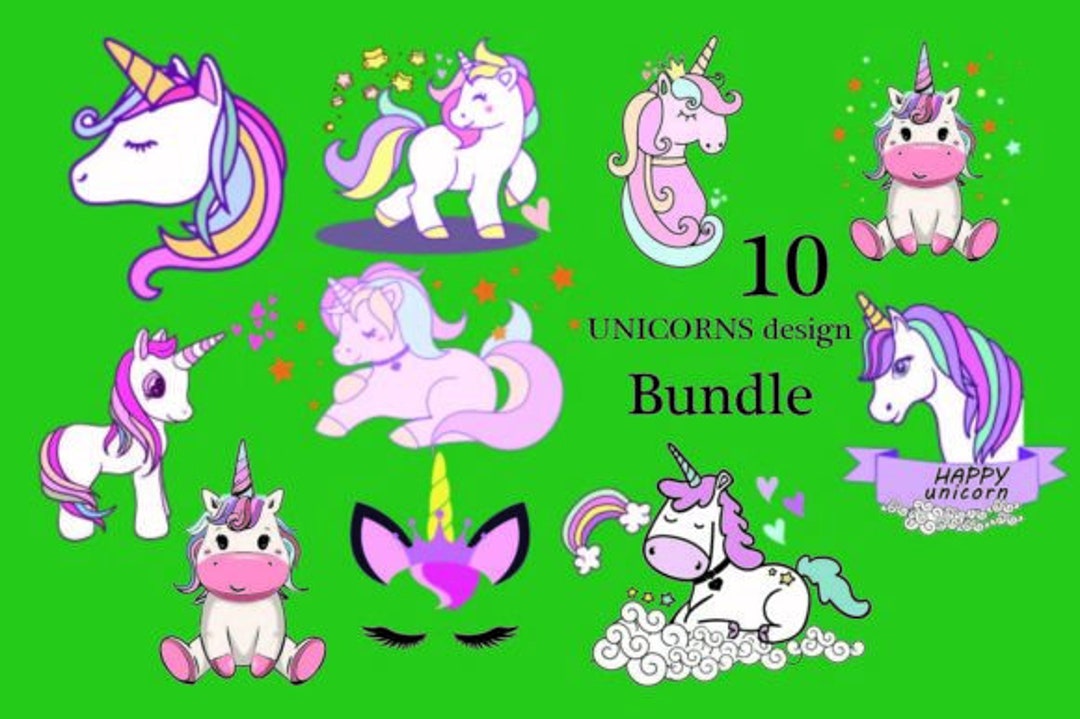 10 Unicorn Design Bundle, Unicorn Clipart, Unicorn Png - Etsy