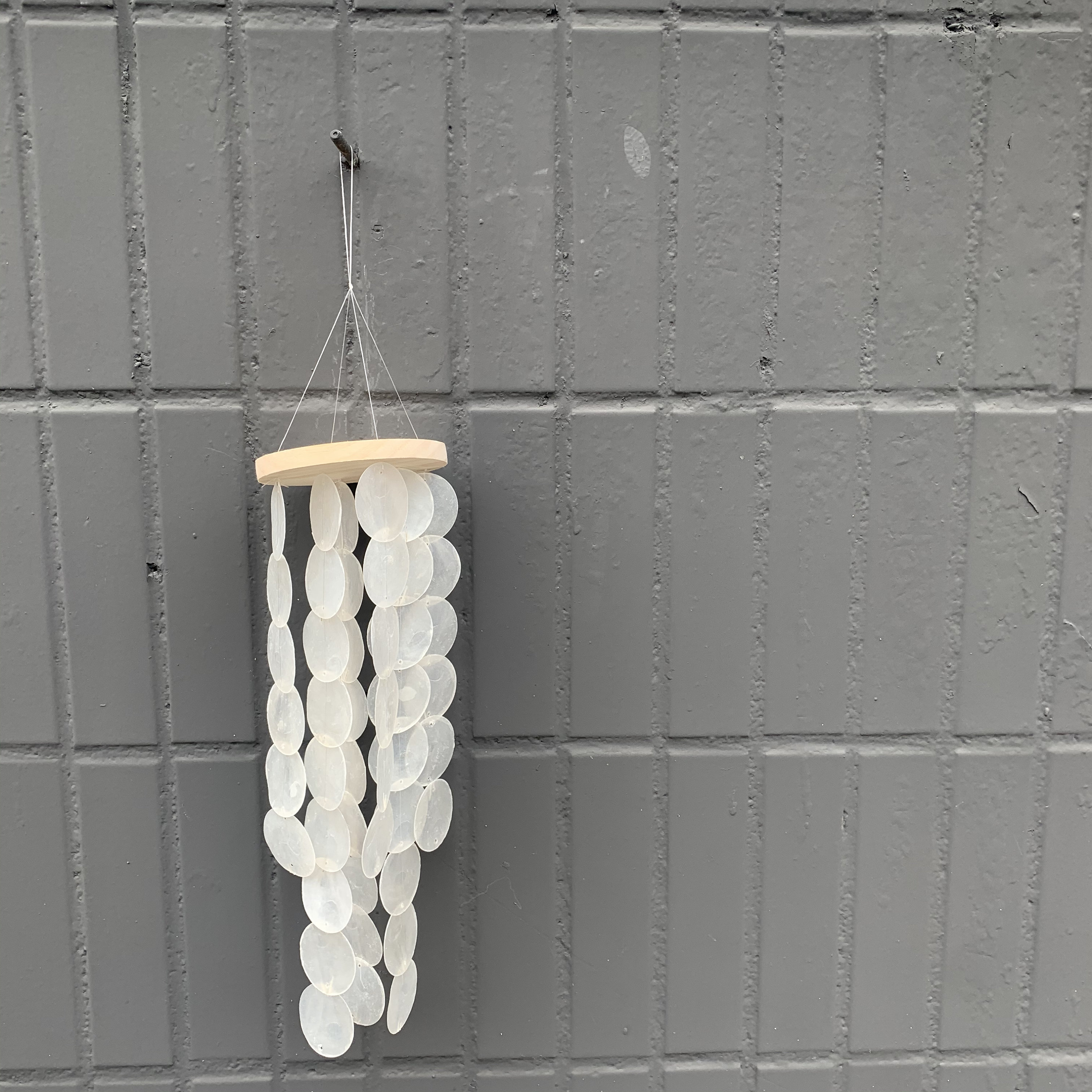 White Round Beach Coast Glass Shells, White Round Capiz Shell Wind ...
