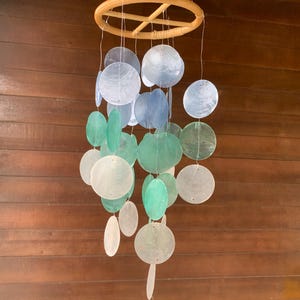 Handmade Blue & White Seashell Wind Chime, Natural Ocean Beach Decor ...