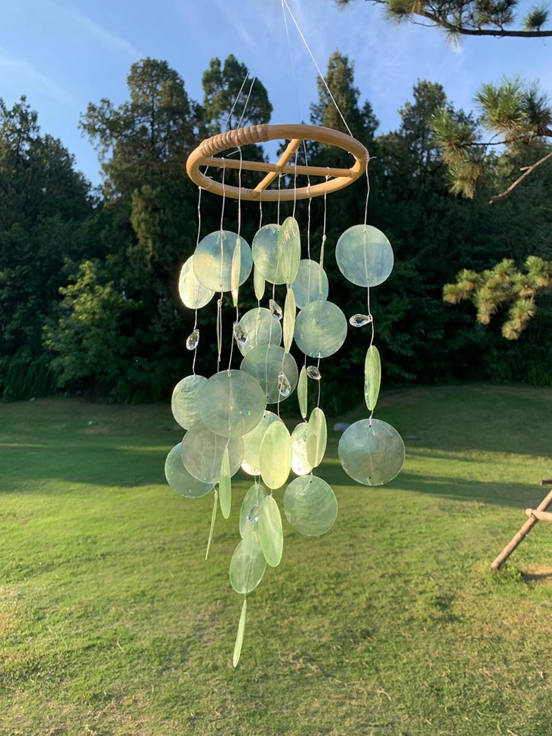 Green Shell Wind Chime, Ocean Moss Green Shell Wind Chime, Green ...