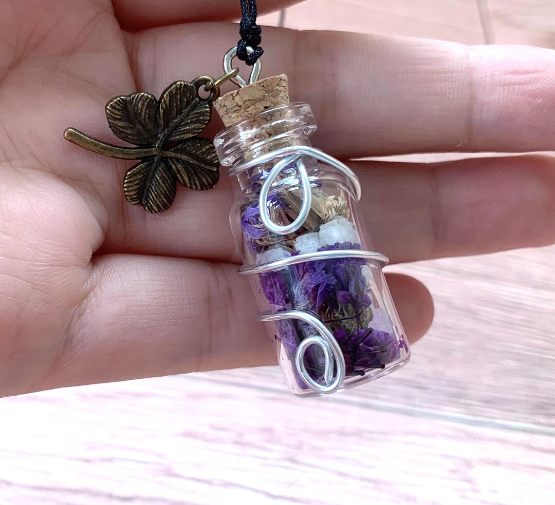 Lucky Spell Bottle Necklace, Spell Jar Necklace, Spell Jewelry, Mini ...