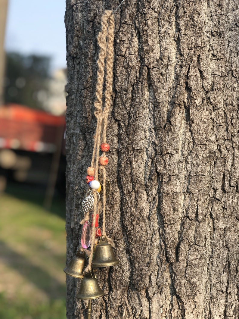 Village Bells on a Rope， Bell Chime， Garden Decor，vintage Brass Bells ...