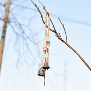 Village Bells on a Rope， Bell Chime， Garden Decor，vintage Brass Bells ...