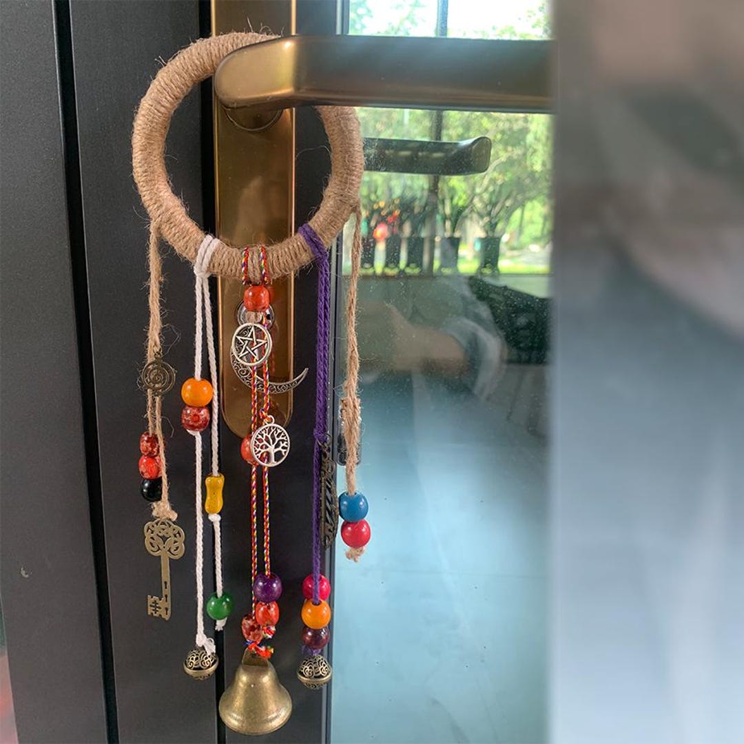 Hemp Loop Witch Bells for Garden, Colorful Witch Bells and Wind Chime ...