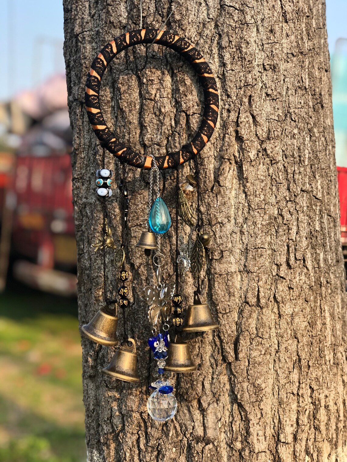 Evil Eye Bell With Lace Ribbon, Witch's Bells for Protection, Wind ...