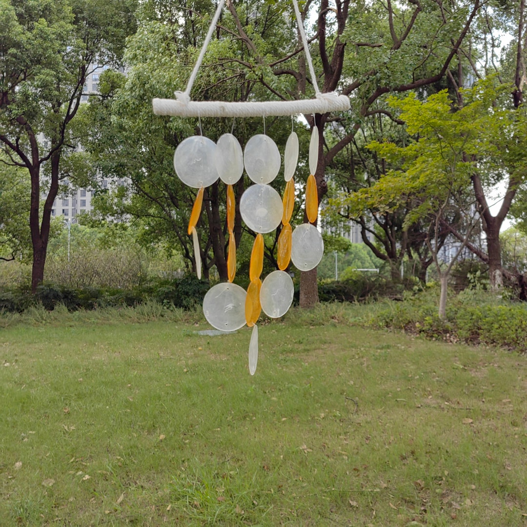 Our Stunning Wood Chimes, Capiz Shell Wind Chime, Handmade Capiz Shell ...