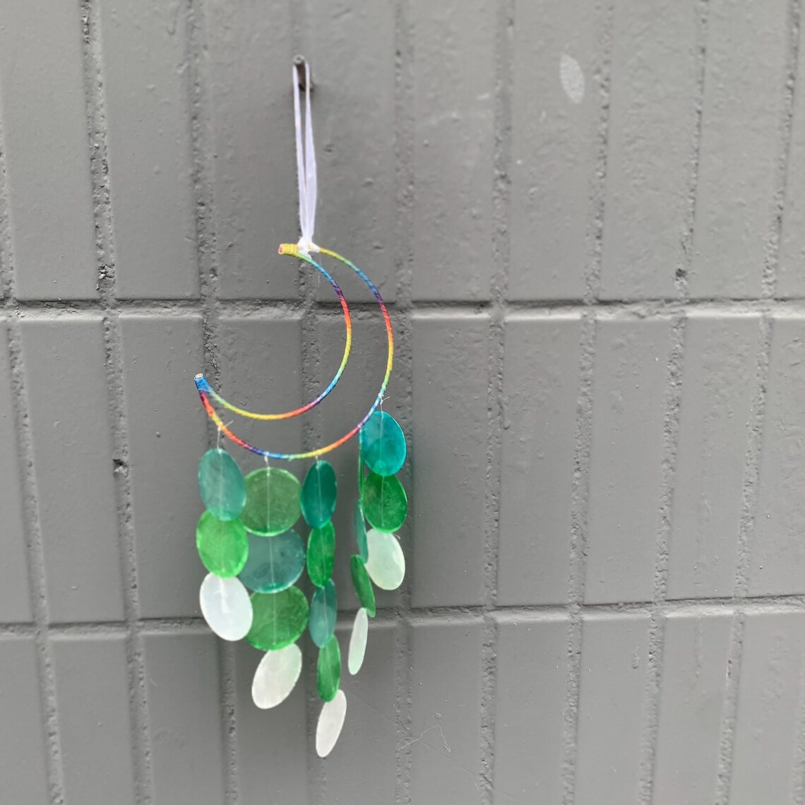 Moon Shell Sun Catcher Wind Chime, Beach Wind Chime, Handmade Capiz ...