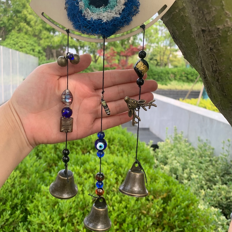 Hanging Wind Bells With Evil Eyes, Witch Bells for Door Protection ...