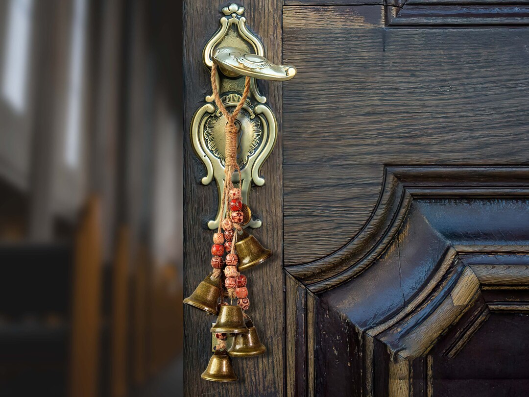 Protection Witch Bells, Doorknob Hanger, Celtic Door Bells, 6 Brass ...