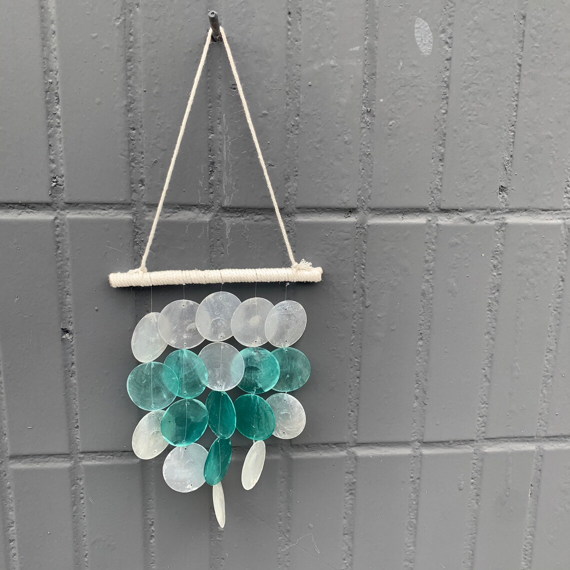 Handmade Blue Capiz Round Shell Windchimes, Hanging Shell Mobile ...
