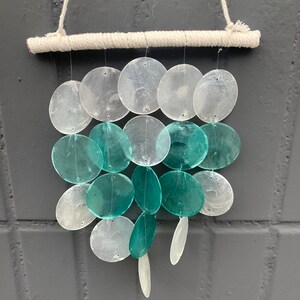 Handmade Blue Capiz Round Shell Windchimes, Hanging Shell Mobile ...