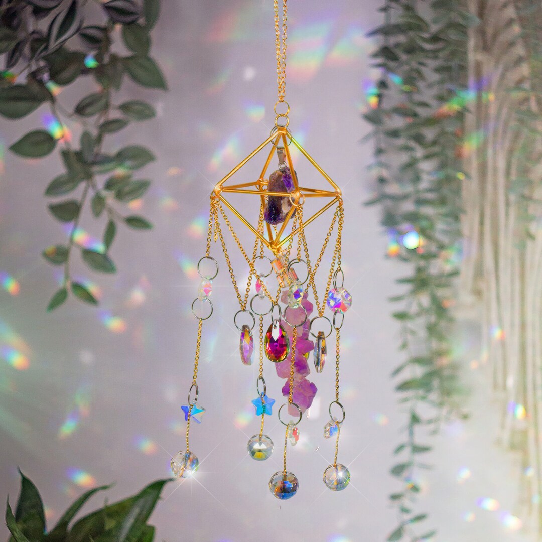 Sun Catcher With Raisin Stone, Hanging Crystal Decor, Hanging Crystal ...