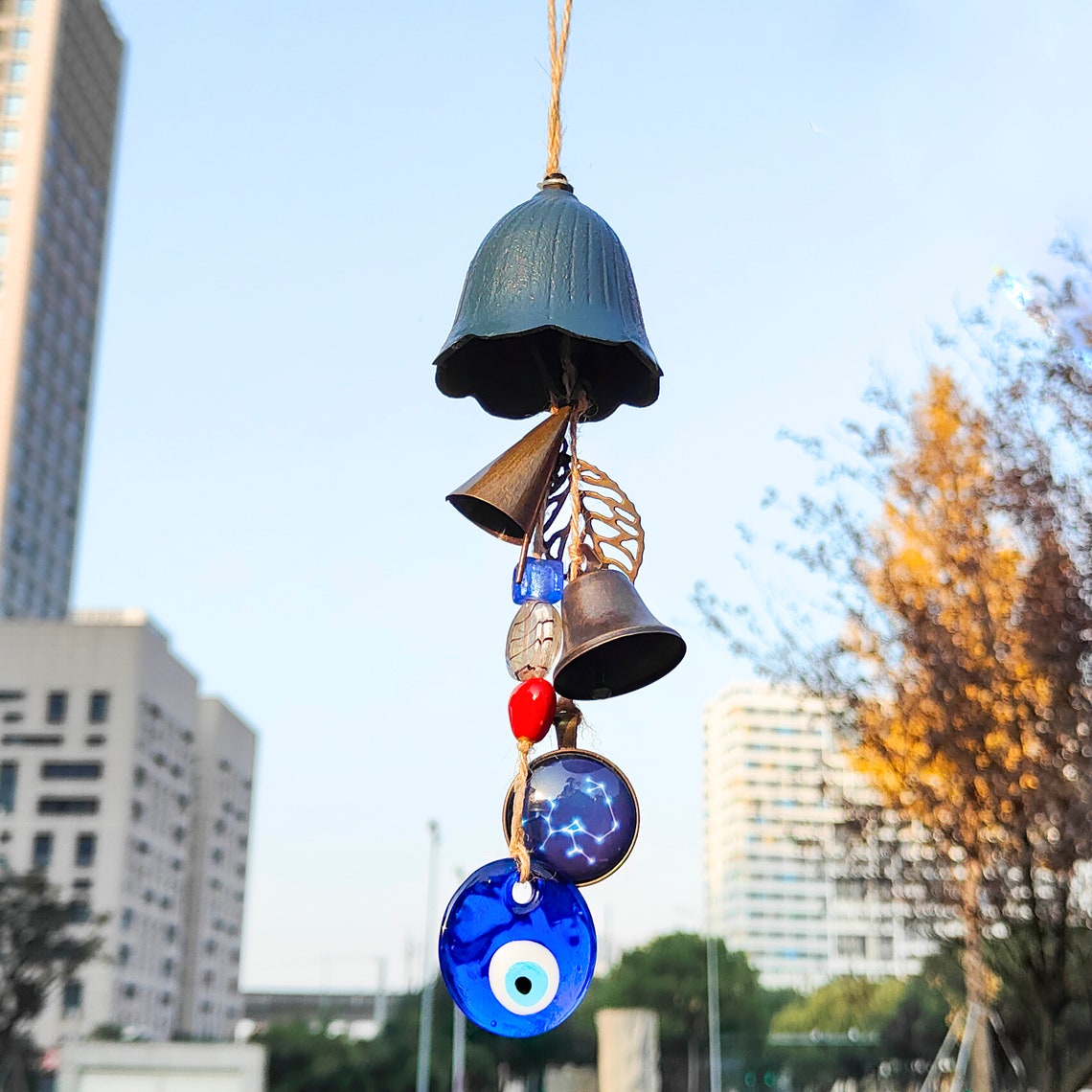 Evil Eyes Witch Bells, Witch Bells for Door Protection, Hanging Bells ...