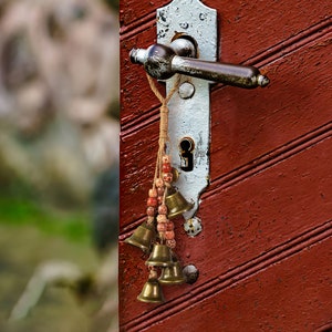 Protection Witch Bells, Doorknob Hanger, Celtic Door Bells, 6 Brass ...