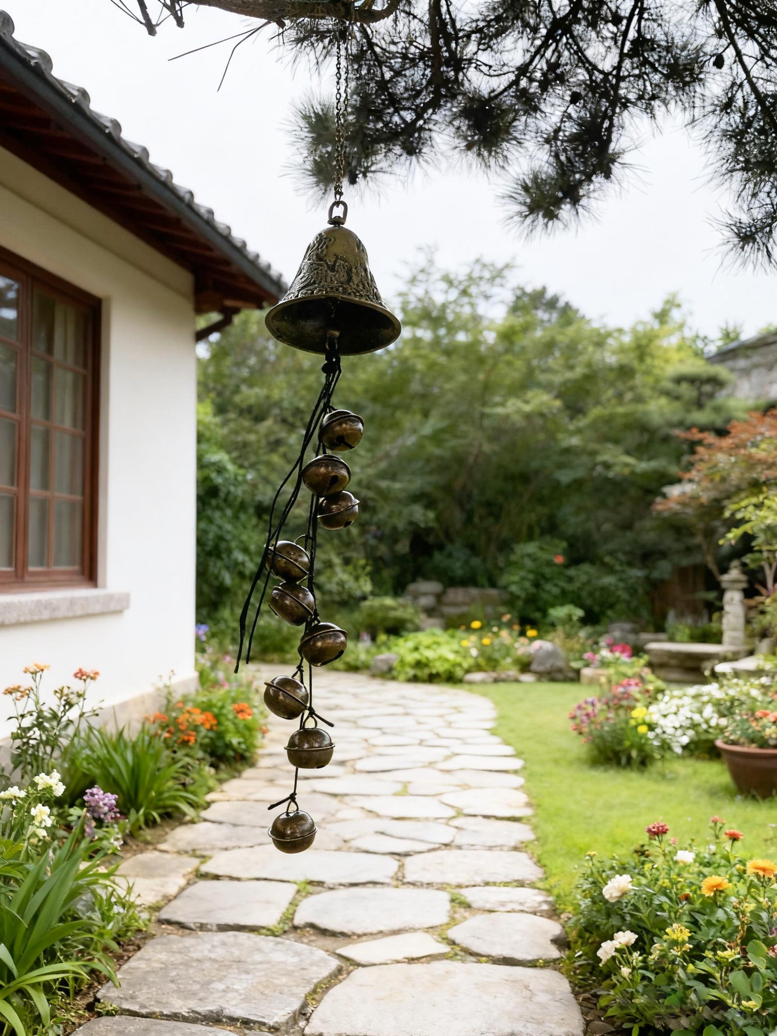 Hanging Bells for Door Protection, Harmony of Dragon and Phoenix Bells ...