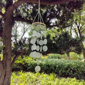 White Capiz Shell Wind Chimes, Hanging Decoration for Window, Capiz ...