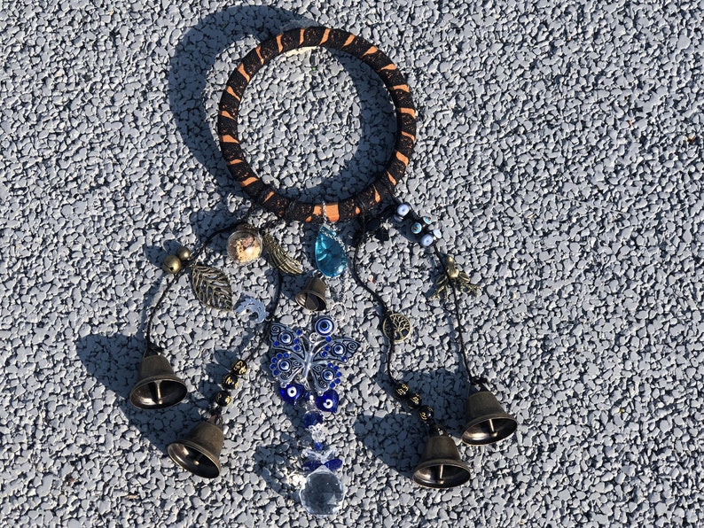 Evil Eye Bell With Lace Ribbon, Witch's Bells for Protection, Wind ...