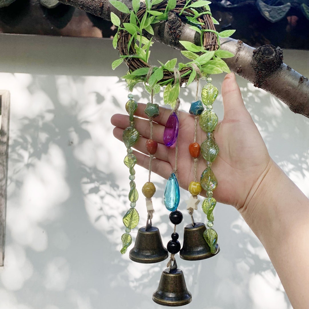 Green Witch Bells, Hanging Bells for Door, Witchy Decor Wall Art, Pagan ...