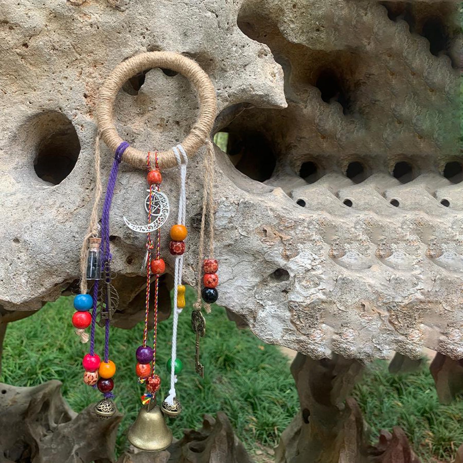 Hemp Loop Witch Bells for Garden, Colorful Witch Bells and Wind Chime ...