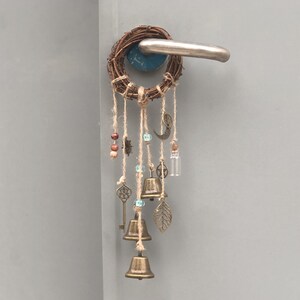 Hanging Door Bells, Doorknob Pendant, Natural Wreath, Witch Bells ...