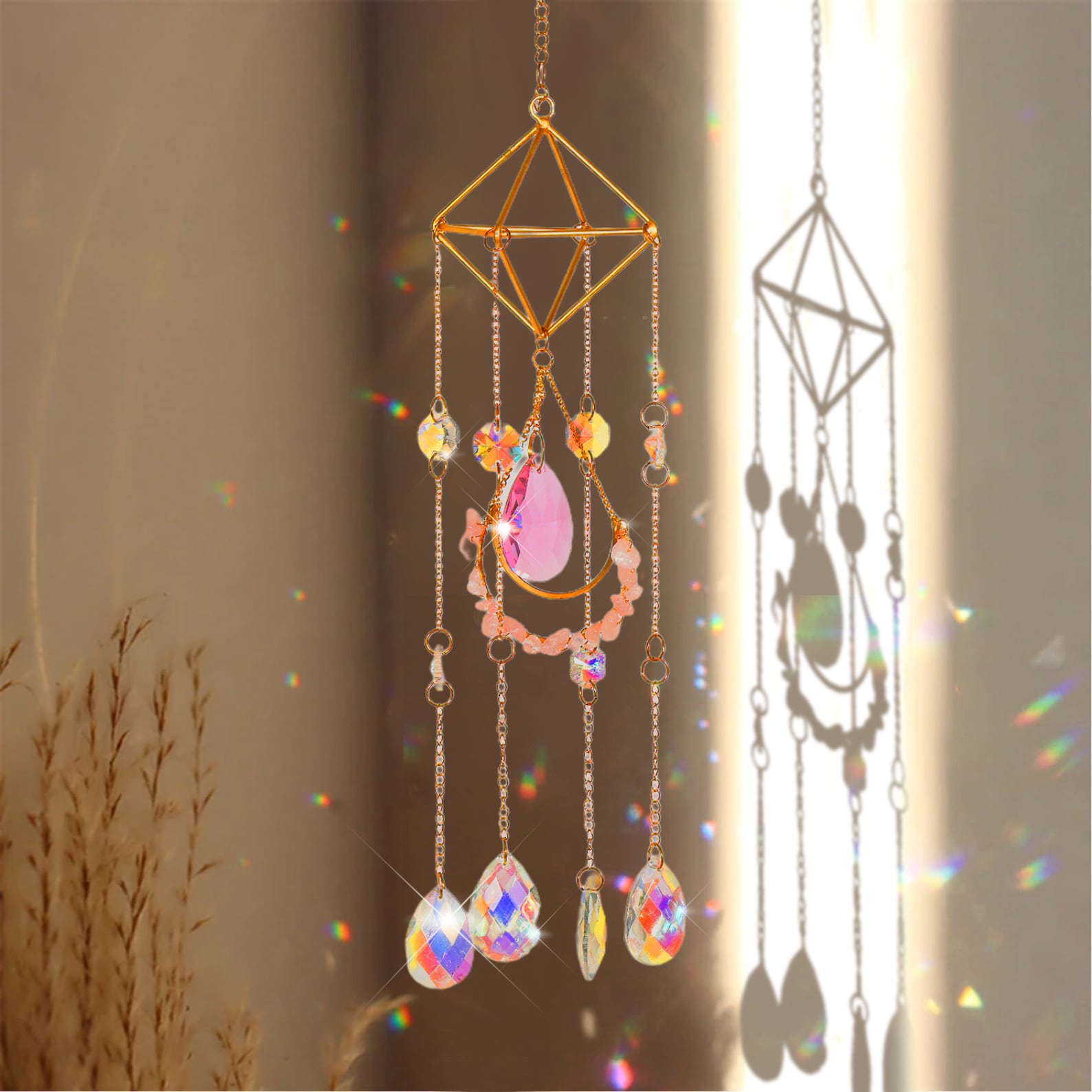 Sun Catcher Crystal Prism, Sun Catcher for Windows Hanging, Rainbow ...