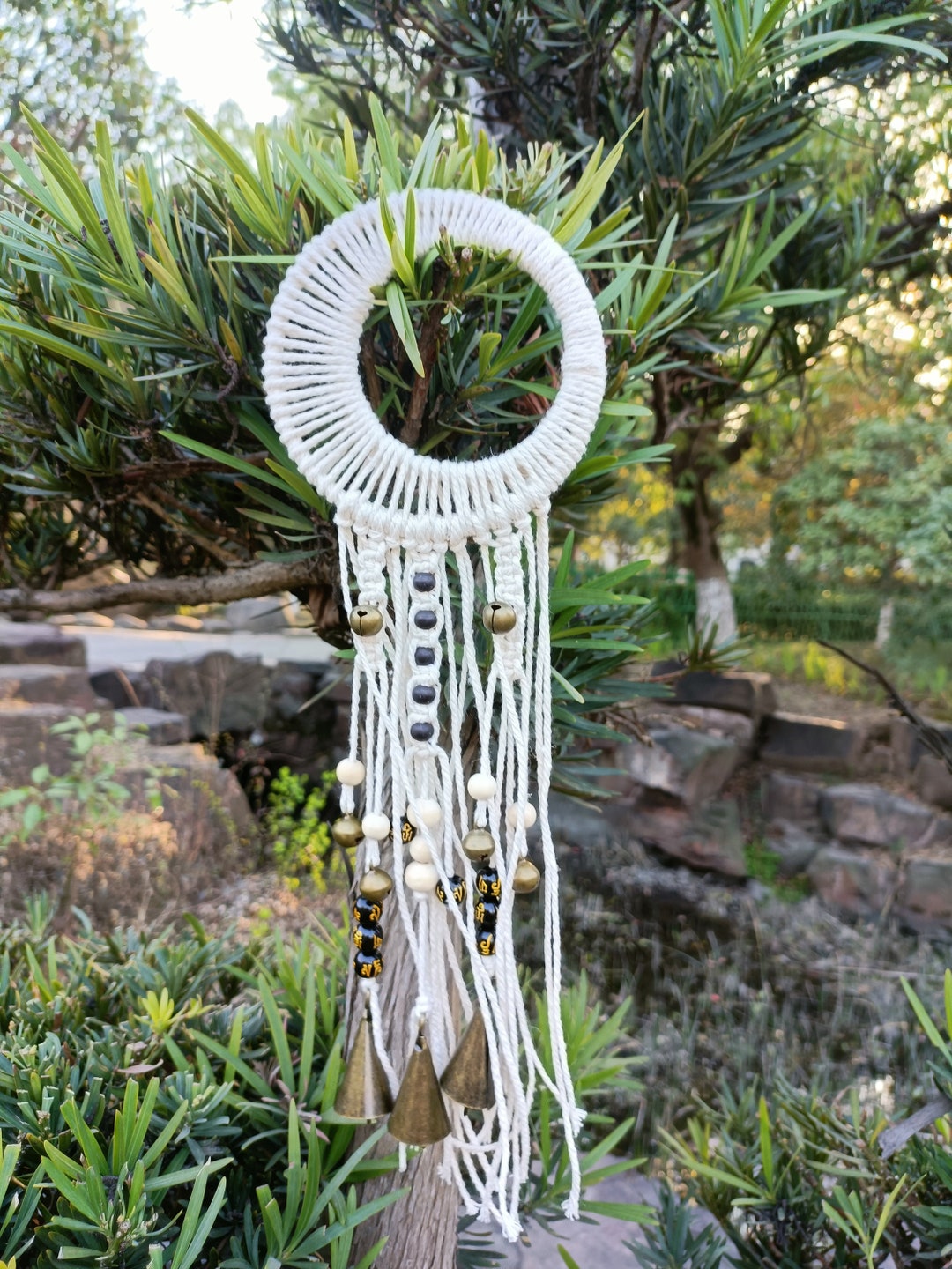 White Witch Bells, Handmade Witch Bells, Hanging Bells for Door ...