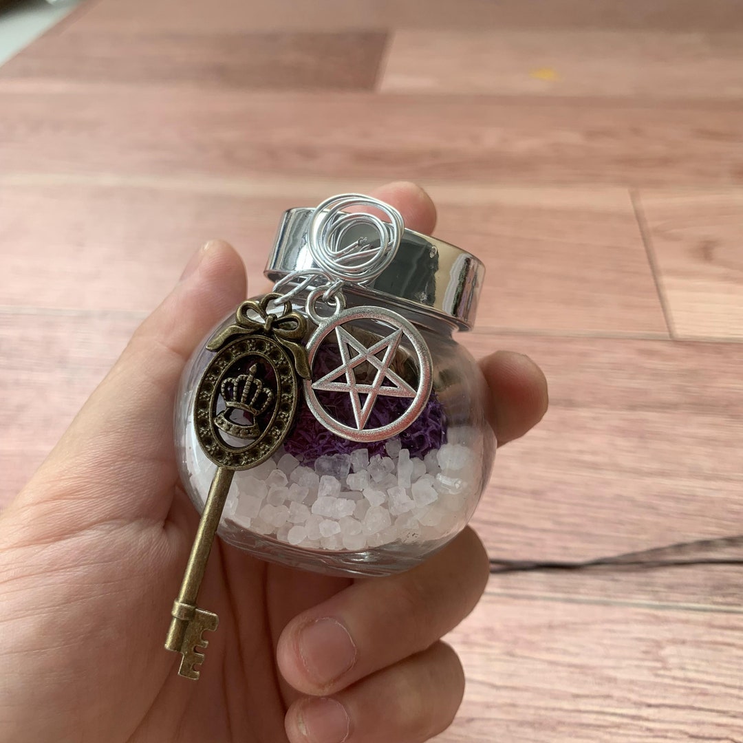 Spell Bottle With Key and Pentagram, Spell Jar, Protection Spell Bottle ...