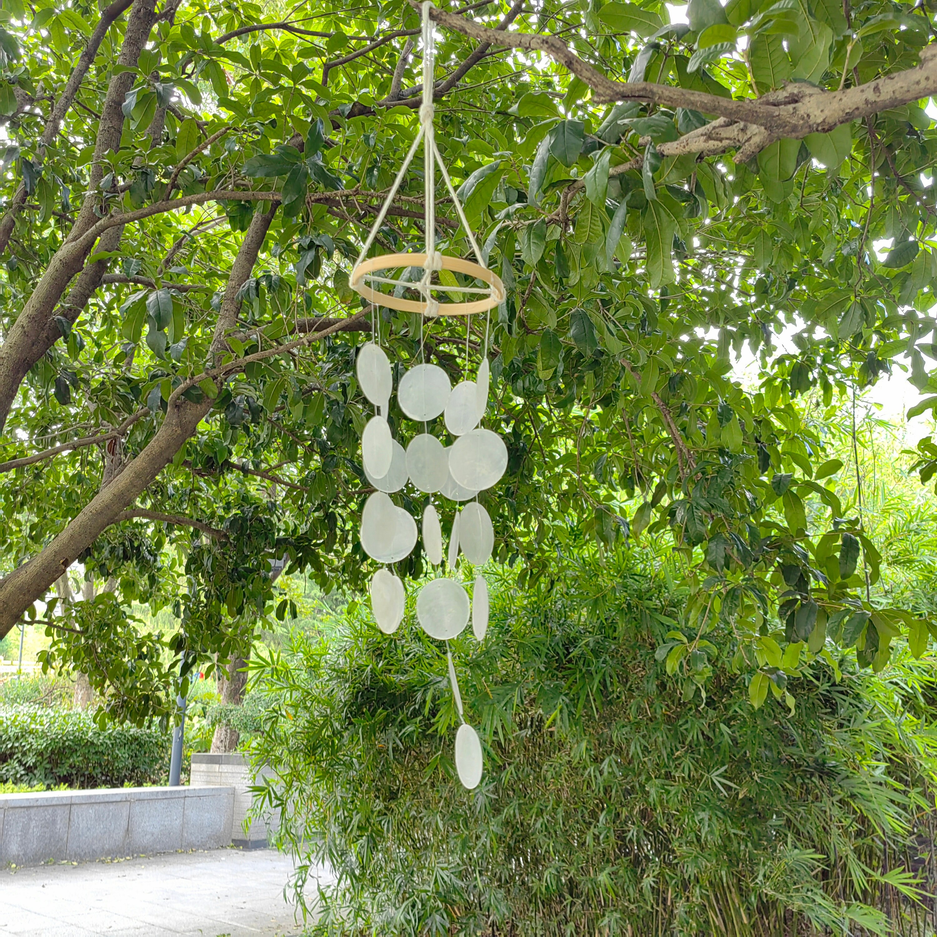 White Capiz Shell Wind Chimes, Hanging Decoration for Window, Capiz ...