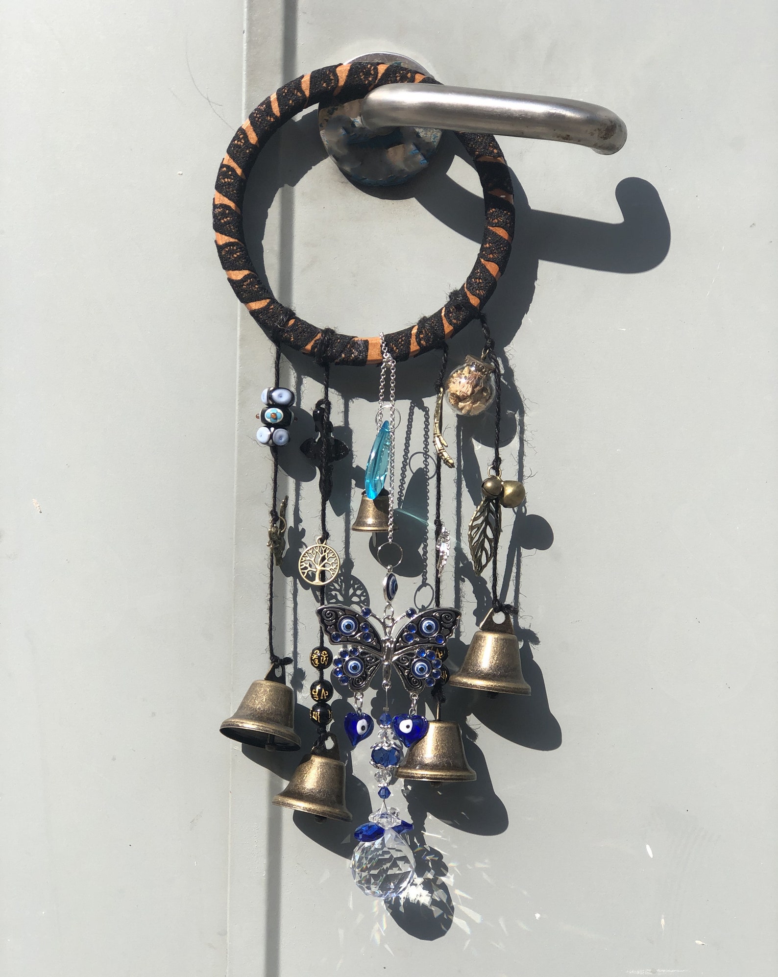 Evil Eye Bell With Lace Ribbon, Witch's Bells for Protection, Wind ...