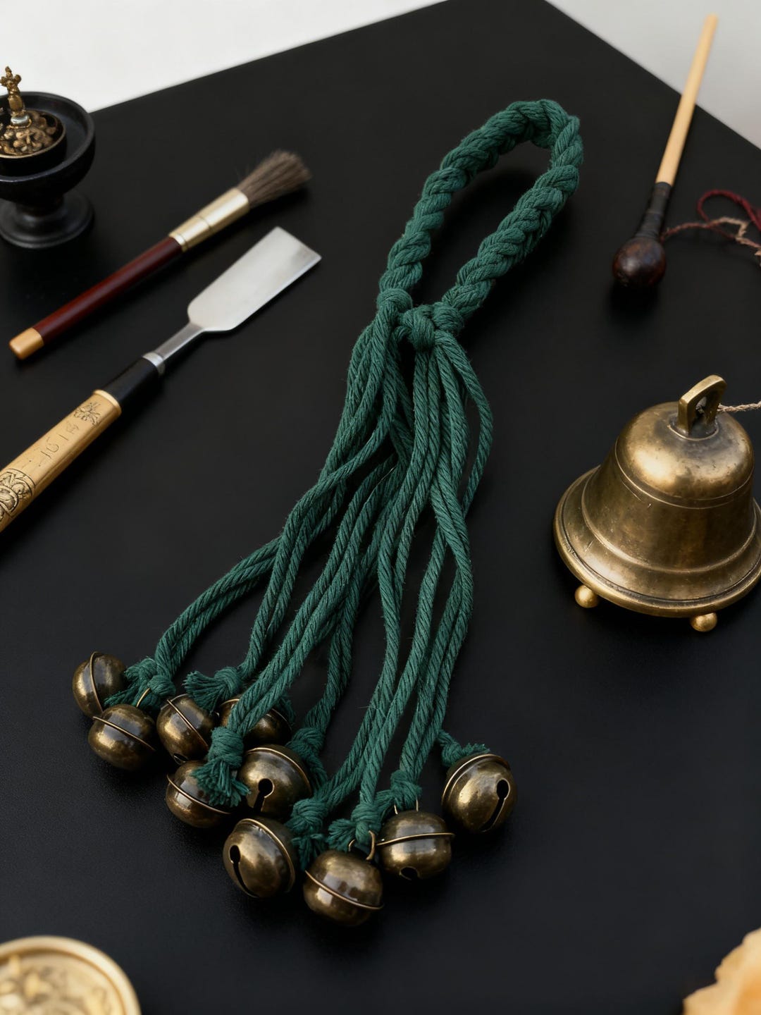Handmade Dark Green Witch Bells, Home Protection Charm for Pagan and ...