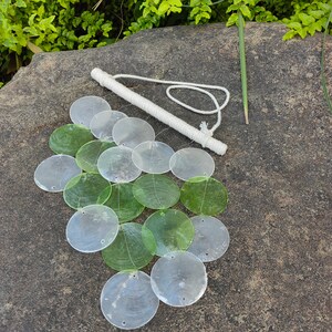 Round Shell Mobile Chime, Green Windchime Come With Wall Stand, Beach ...