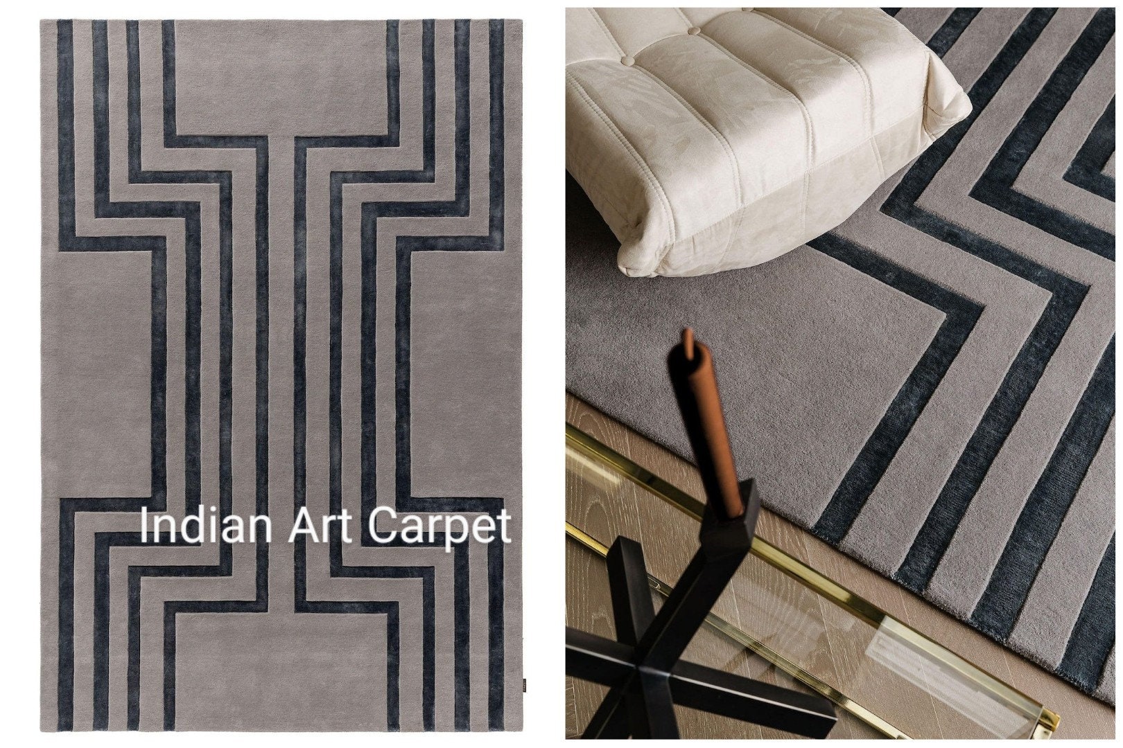 Rugs New Modern Design Hand Tufted Grey Black Rug 5X8 6X9 8X10 9X12 ...