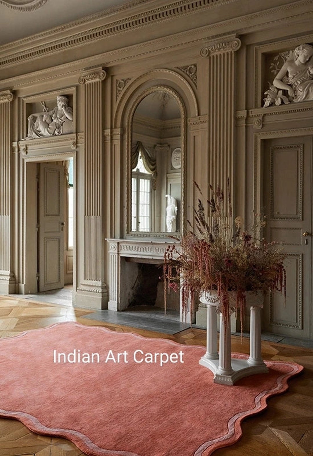 Irregular Shape Rug Scallop Wool Rug Watermelon Pink Hand Tufted Rug ...