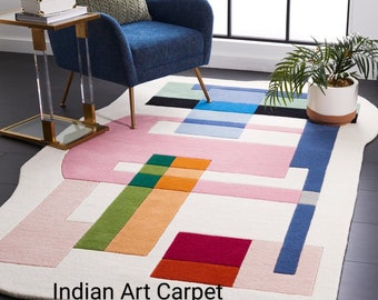 Tufted Rug Irregular Shape Rug Modern Abstract Handmade Area Rug for ...