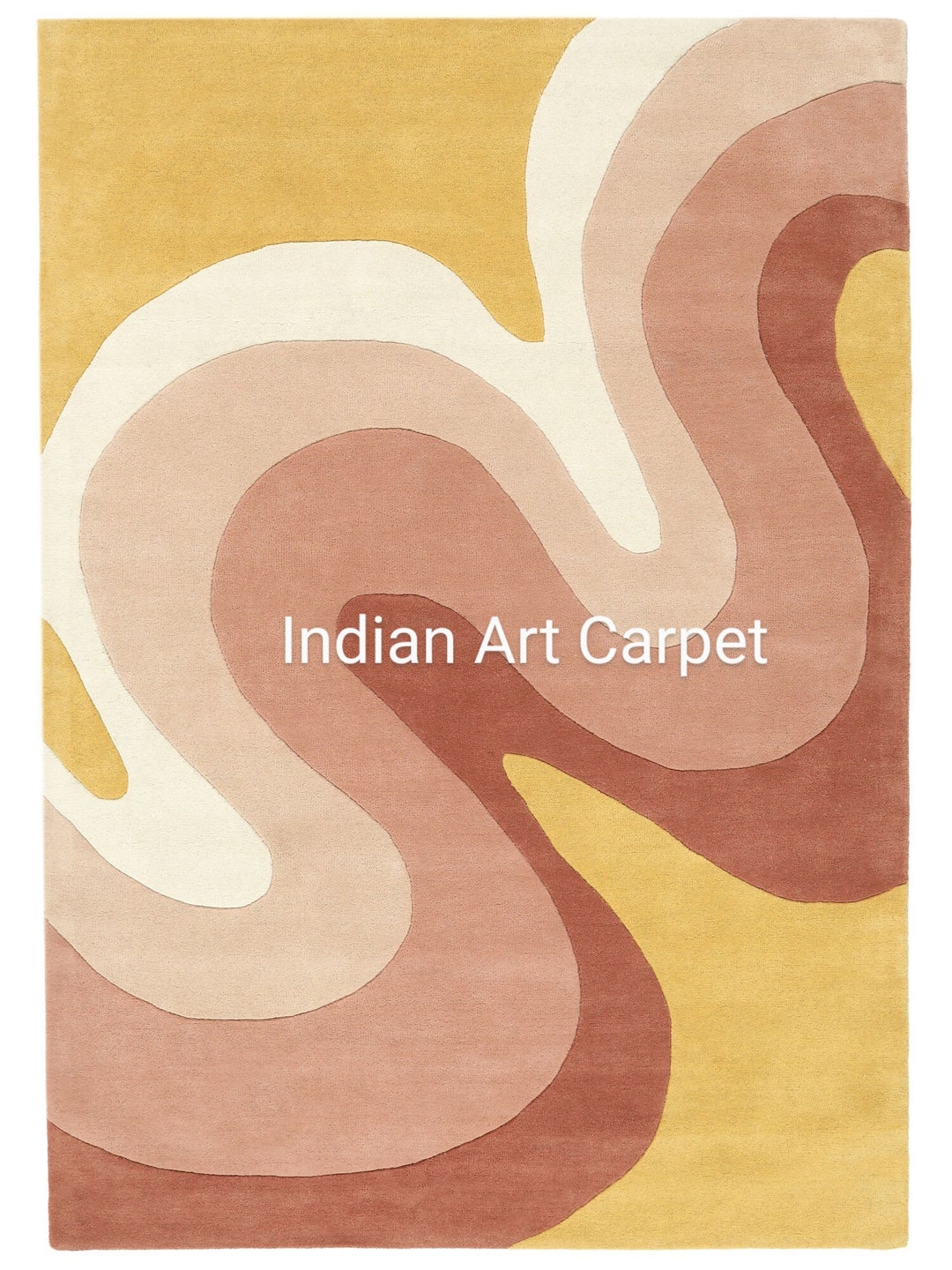 Hand Tufted Waves Design Colorful Rugs Wool Waves Rug 4x6, 5x7, 5x8 ...