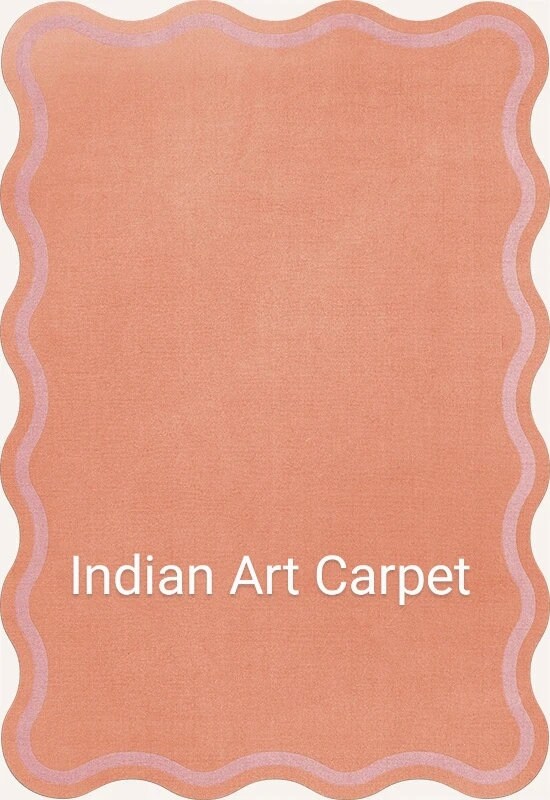 Irregular Shape Rug Scallop Wool Rug Watermelon Pink Hand - Etsy