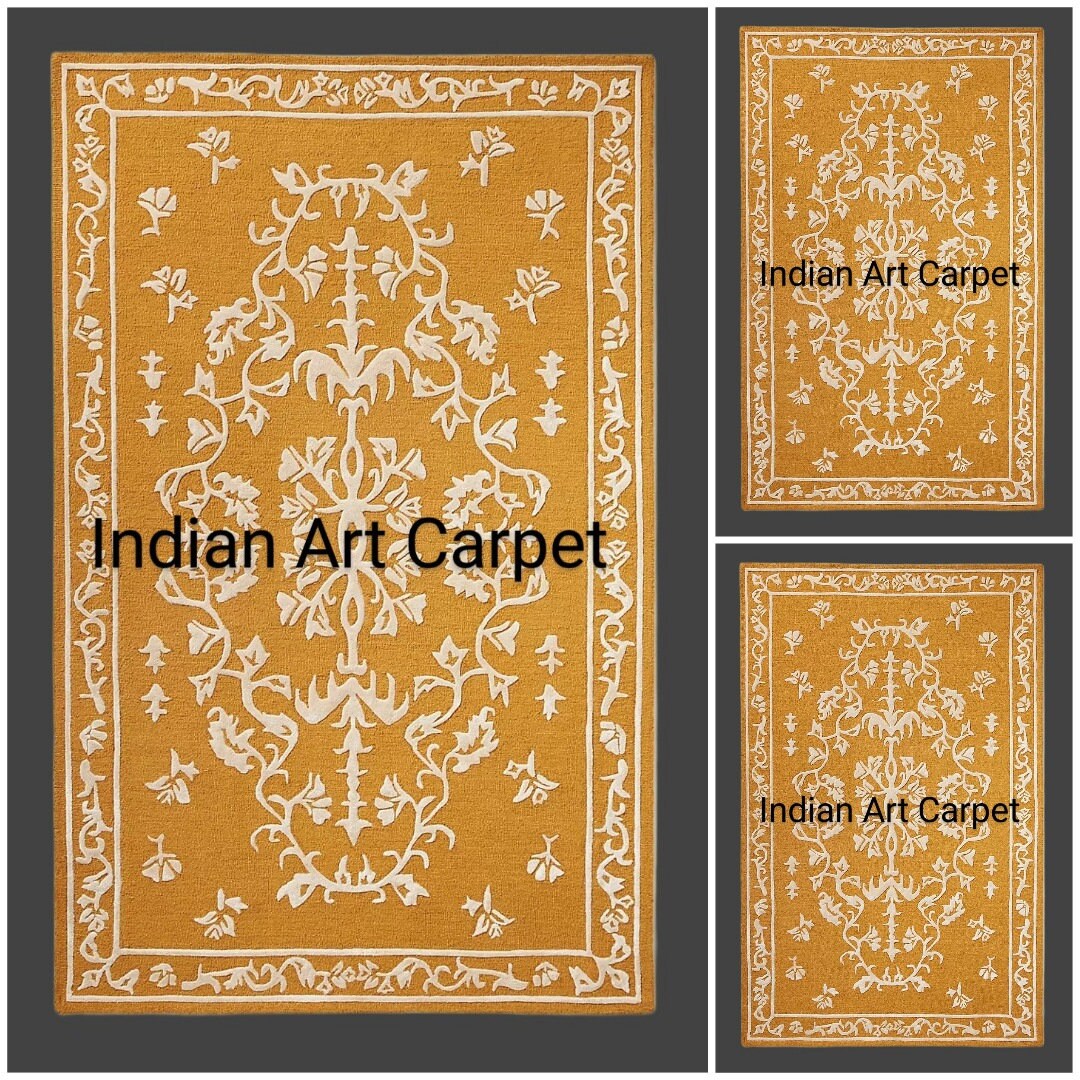 YELLOW COLOR CLASSIC Rug / Aesthetic Carpet / Handtufted - Etsy