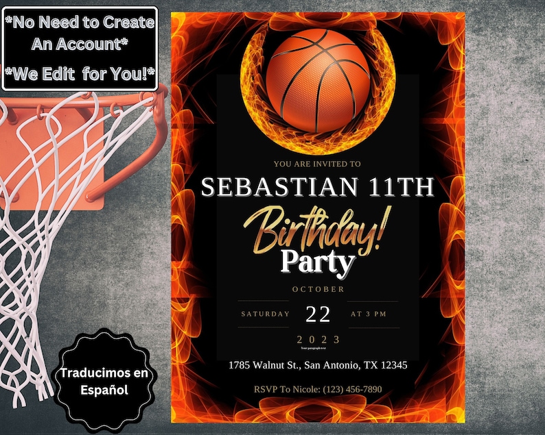 Editable Birthday Basketball Invitation | Basketball Invitation ...