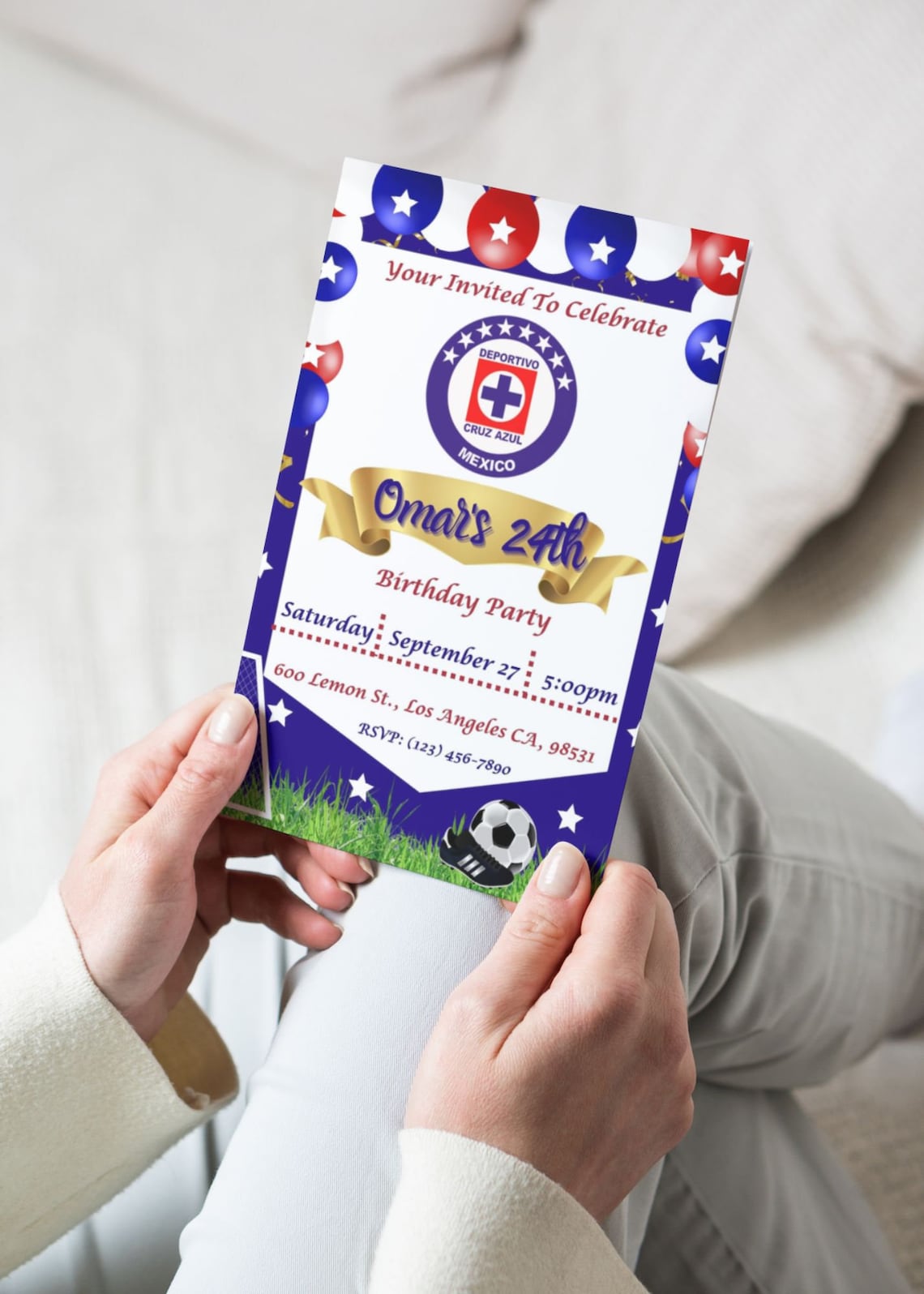 Editable Cruz Azul Invitation | Soccer Birthday Invitation | Invitation ...