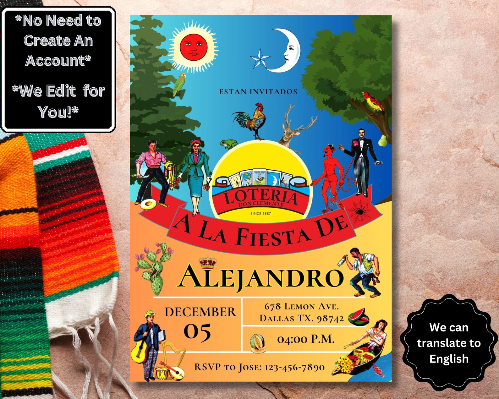 Editable Loteria Birthday Invitation | Loteria Birthday Theme ...