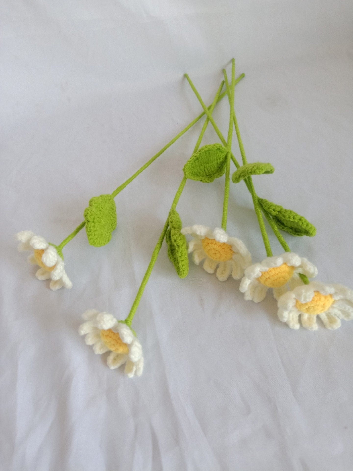 Crochet Daisy Flower Bouquet Beautiful Room Decor Knitted Flowers - Etsy