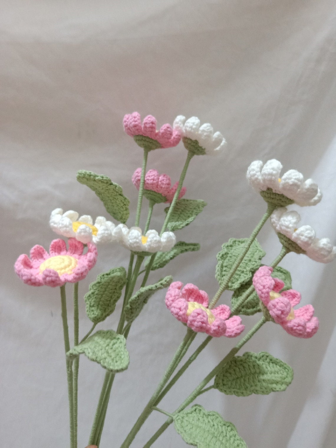 Crochet Daisy Flower Bouquet Beautiful Room Decor Knitted Flowers - Etsy