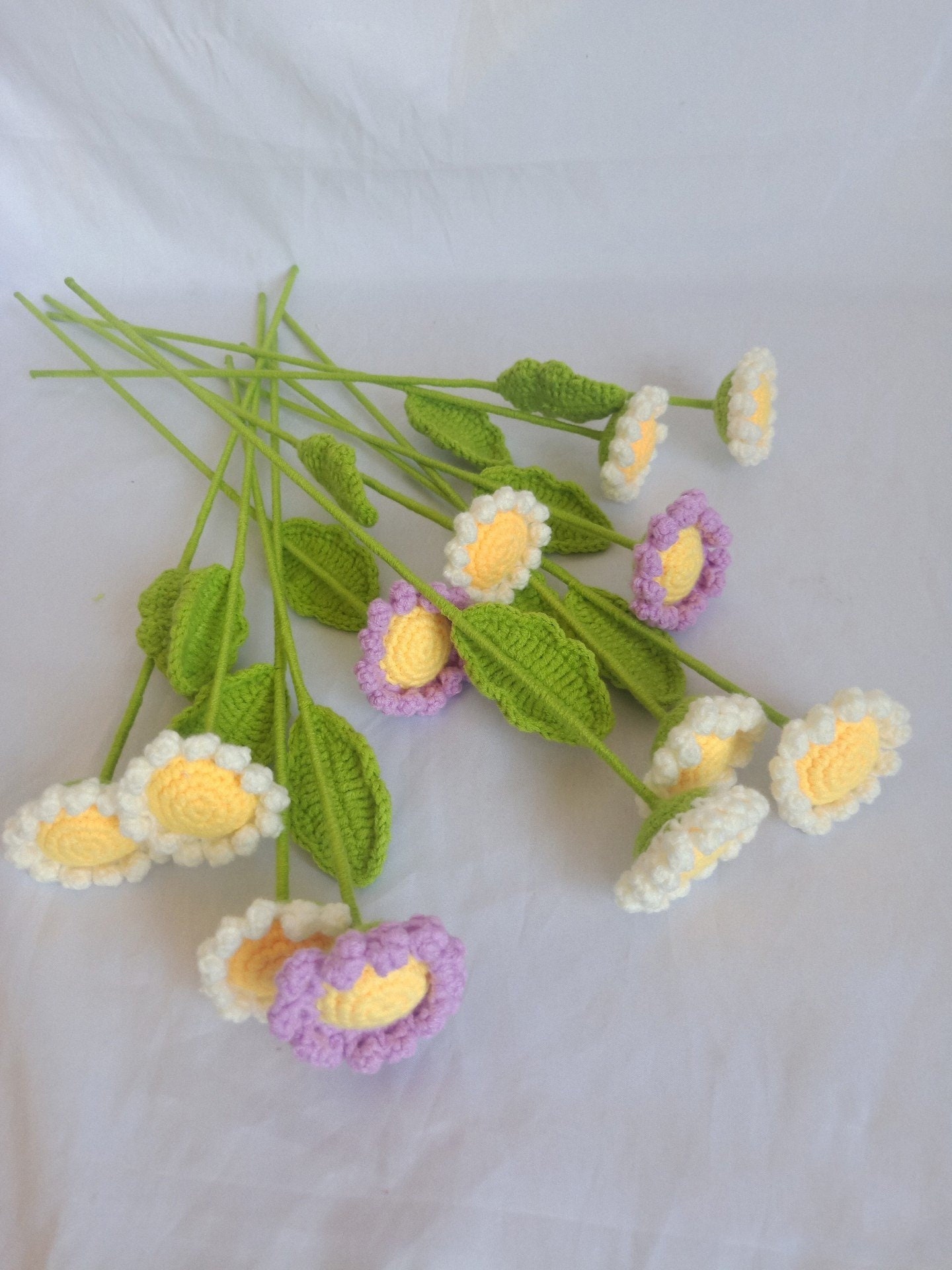 Crochet Daisy Flower Bouquet Beautiful Room Decor Knitted Flowers - Etsy