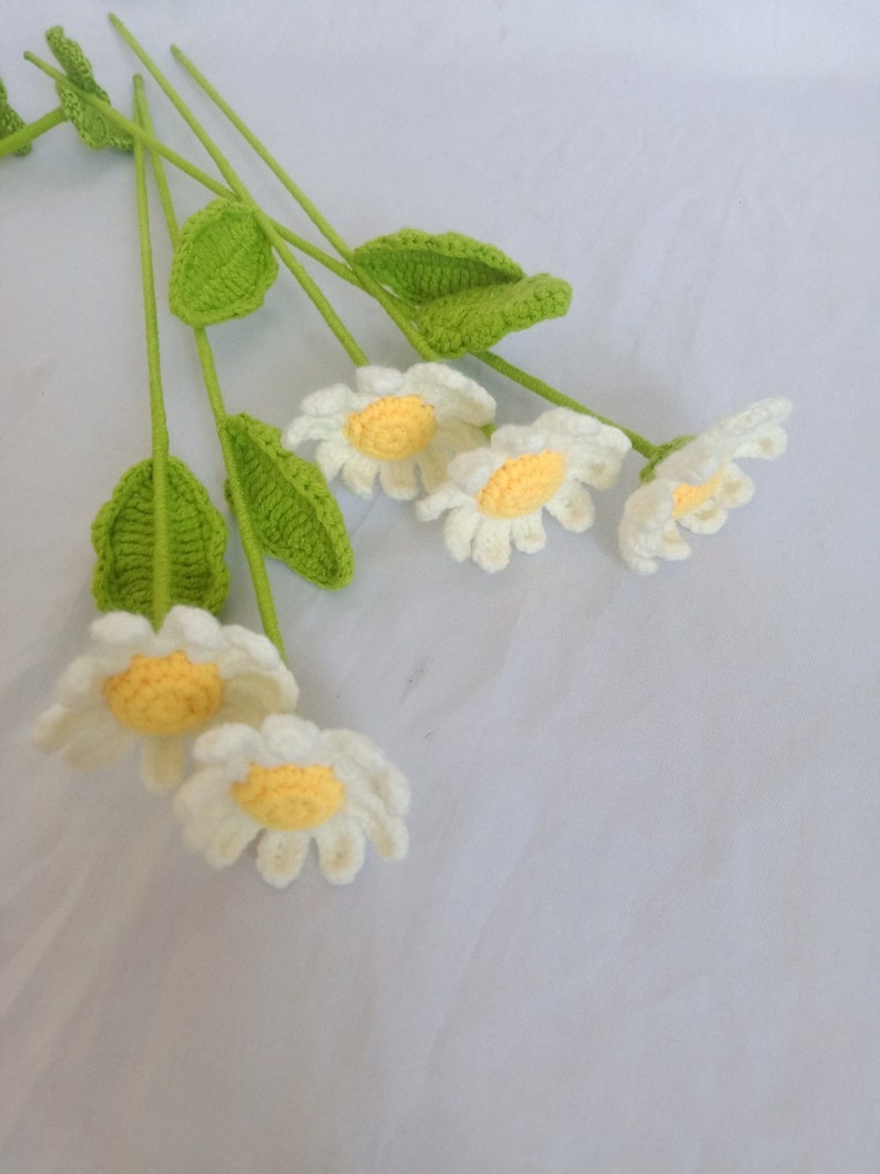 Crochet Daisy Flower Bouquet Beautiful Room Decor Knitted Flowers - Etsy