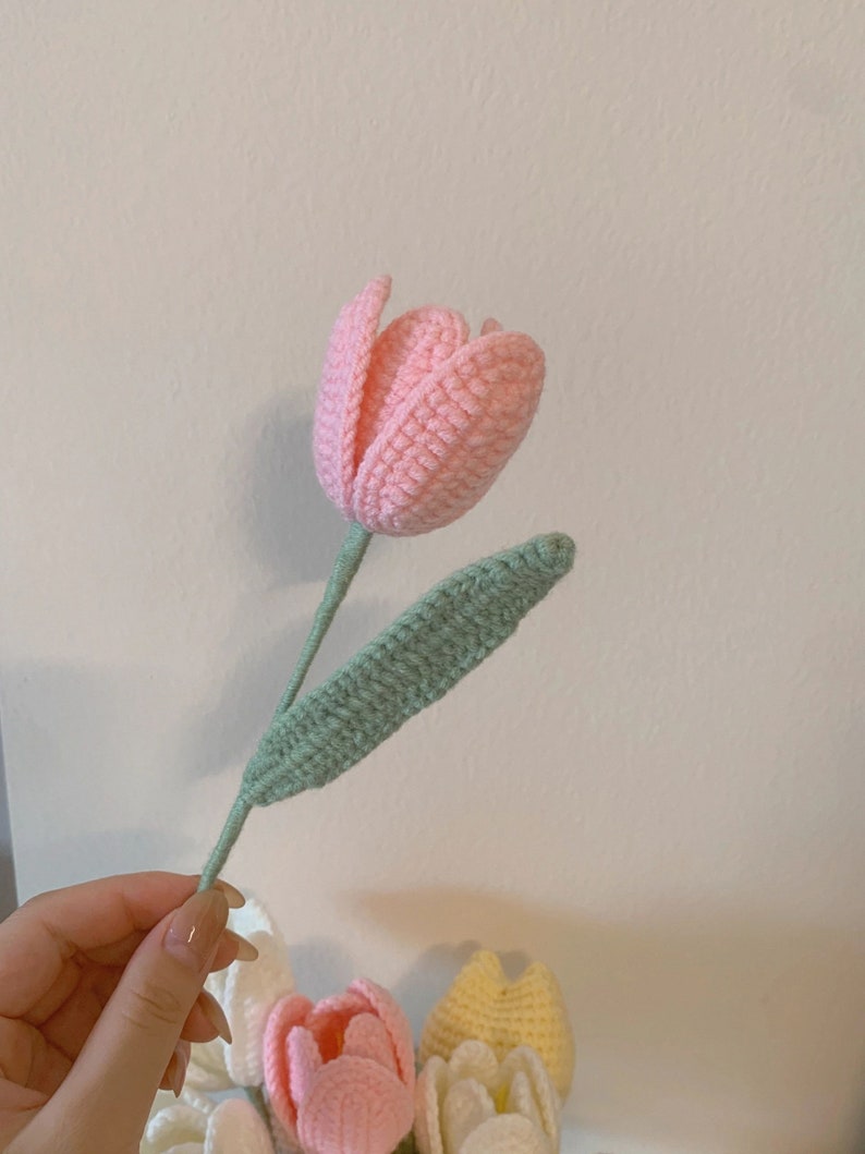 Crochet Tulip Flower Bouquet Beautiful Room Decor Knitted Flowers ...