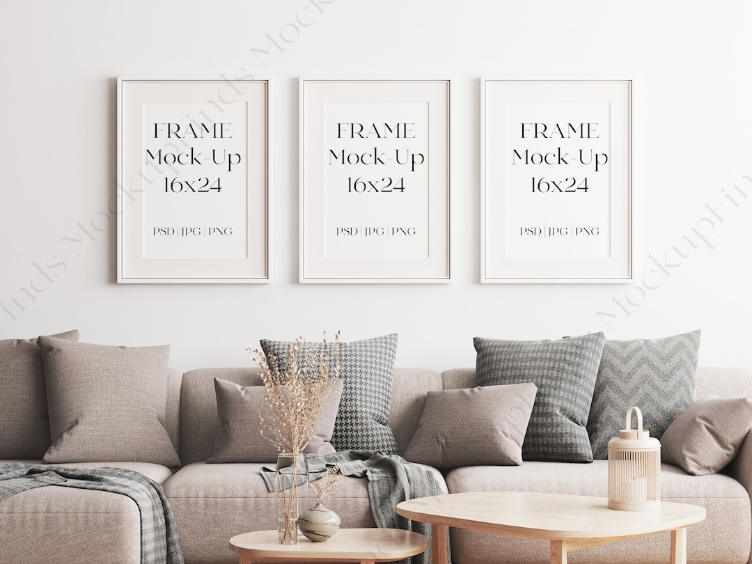 3 Portrait 16x24 Frames Mockup Set 2:3 Frames Mockup Photoshop Frame ...