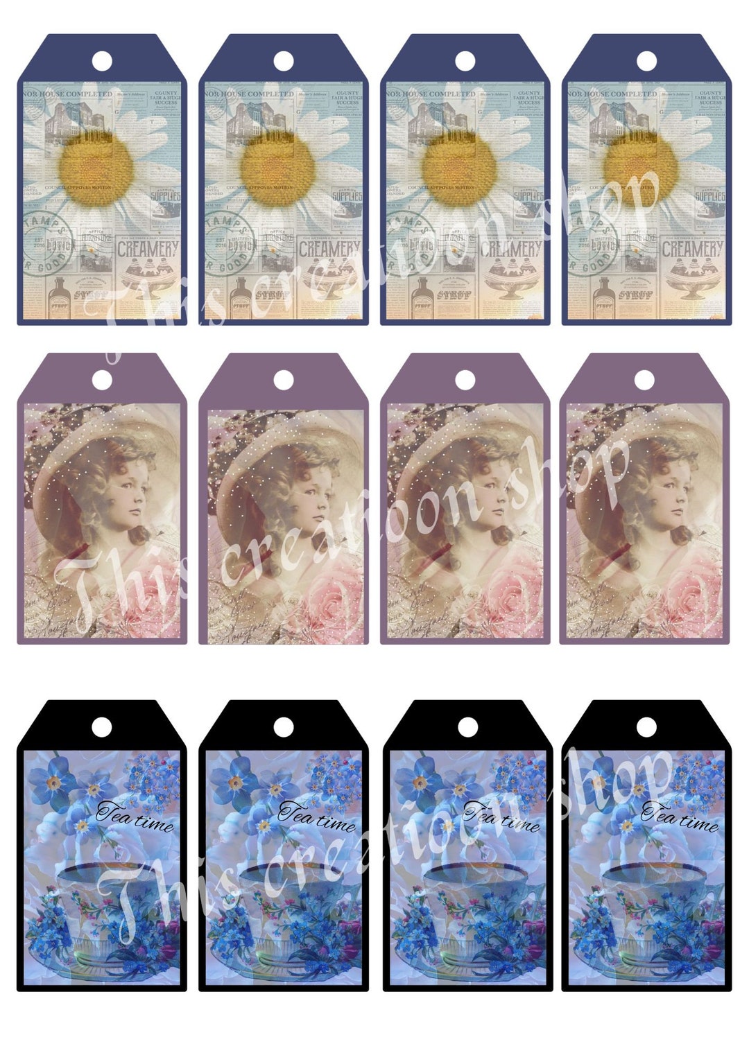 44 Printable Tags, Ephemera, Digital, Scrapbooking Tags, Variety Tags ...