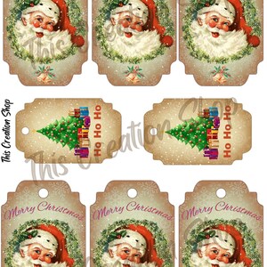 Vintage Christmas Tags, 8 Christmas Tags, Journals, Scrapbooking ...