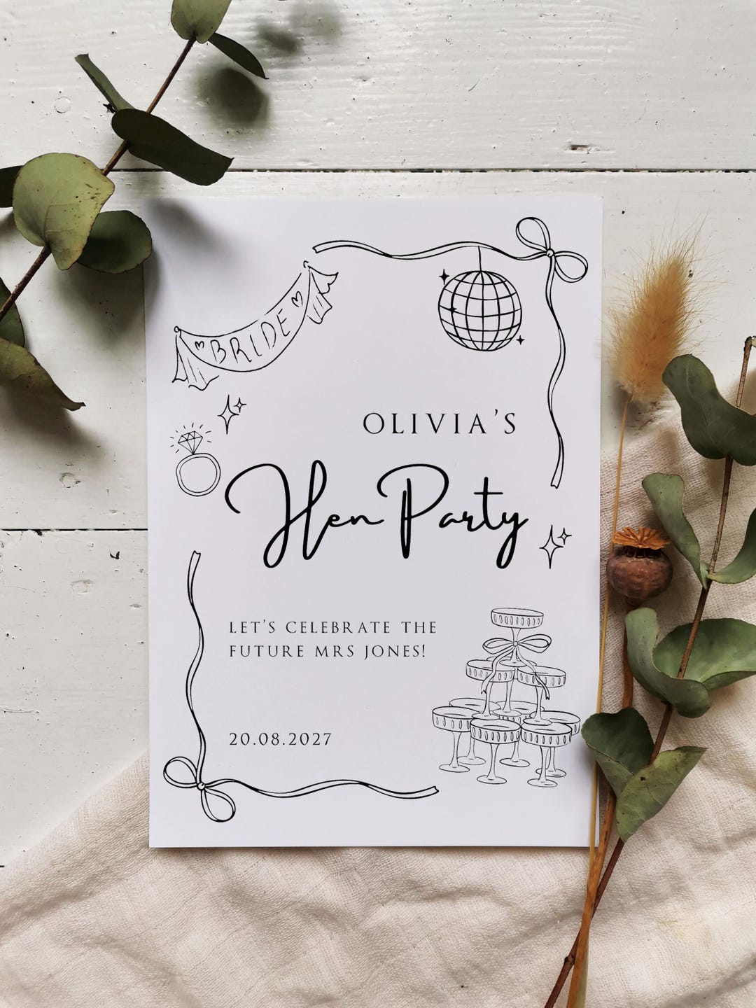 Hen Party Welcome Sign - Personalised - Print - Hen Party Decoration ...