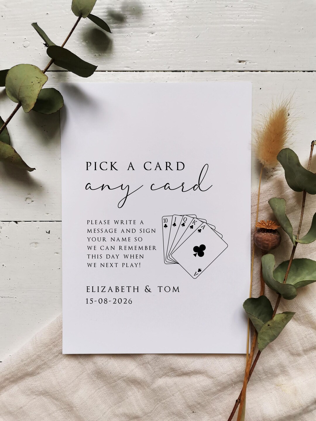 Playing Cards Guestbook Sign - Pick a Card - Print - Wedding - Party ...